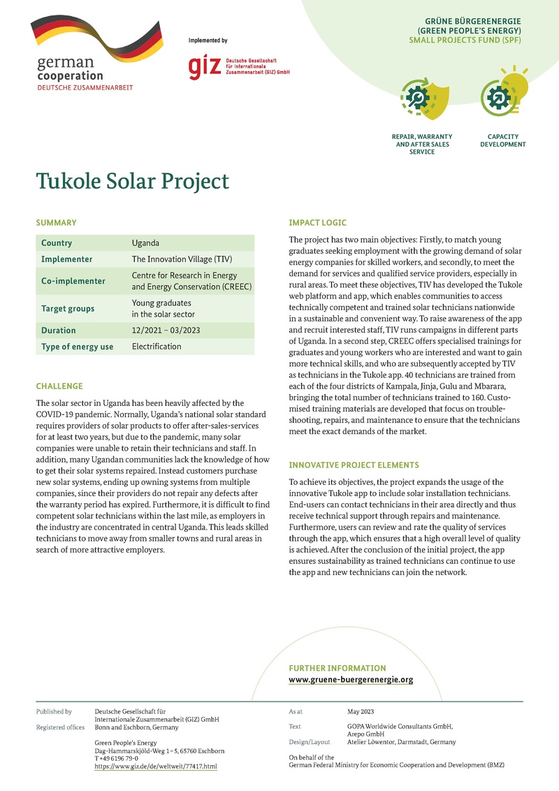 Tukole Solar Project - energypedia