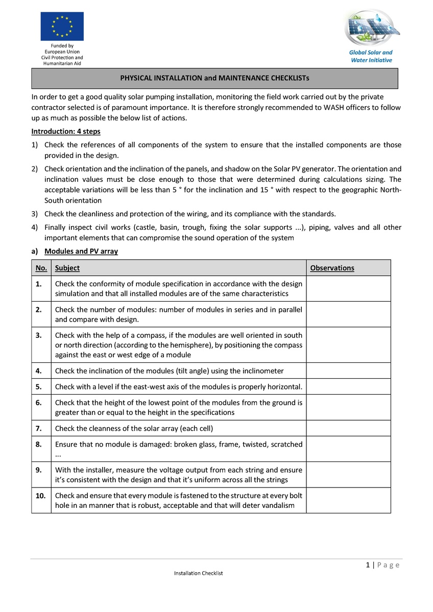 File:Installation Control Checklist.pdf - energypedia