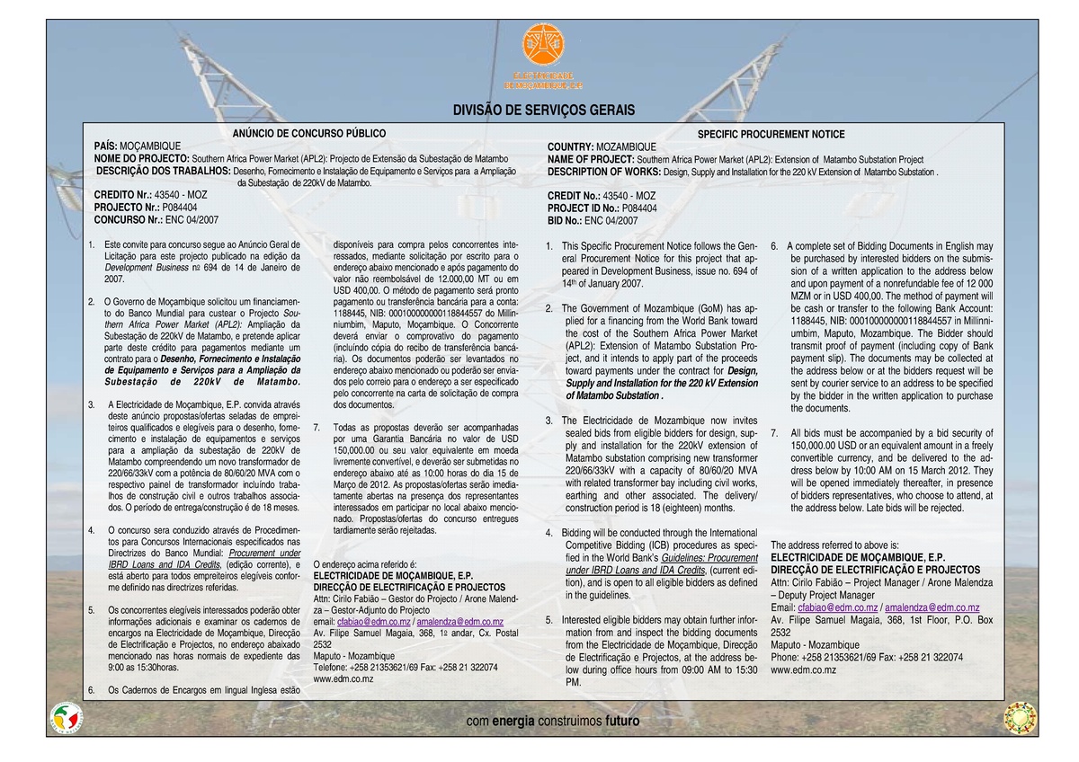 File:PT-Projecto de Extensão da Subestação de Matambo-Electricidade de ...