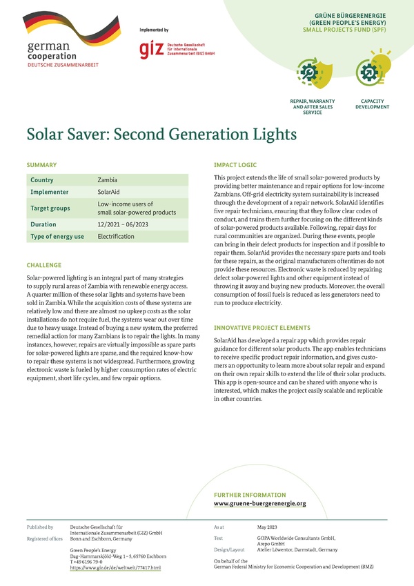 Solar Saver: Second Generation Lights - energypedia