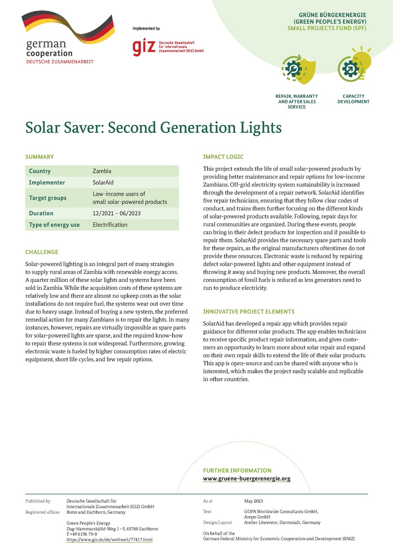 Solar Saver: Second Generation Lights - energypedia