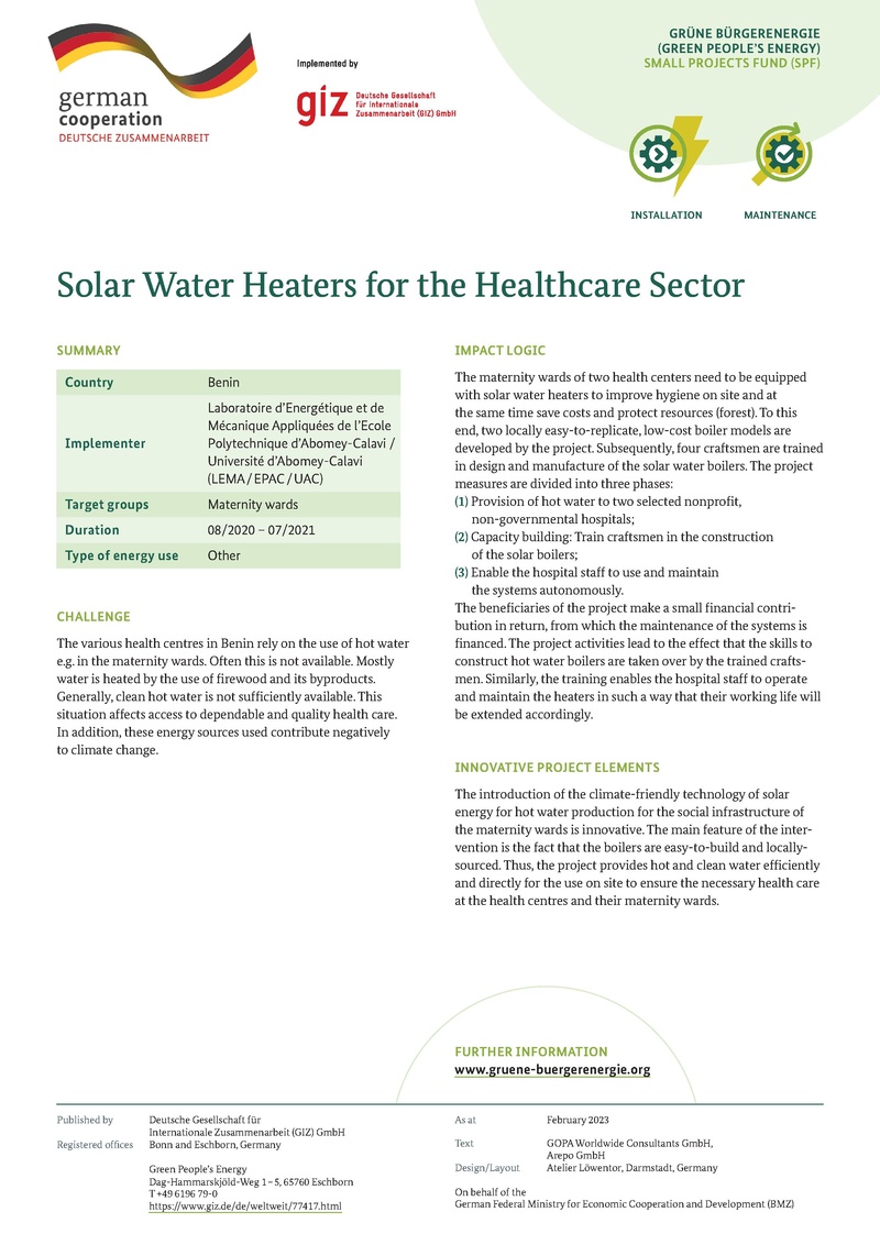 Solar Water Heaters for the Healthcare Sector - energypedia